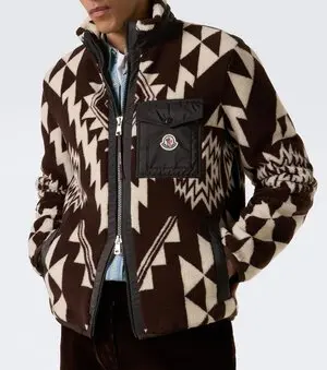 Moncler Printed Fleece Jacket - Brown