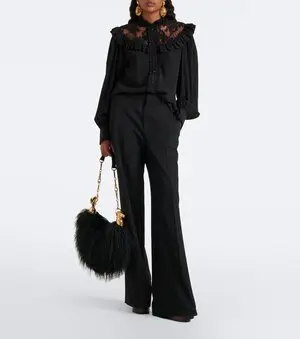 Chloé Chain Horse Large Shearling Shoulder Bag