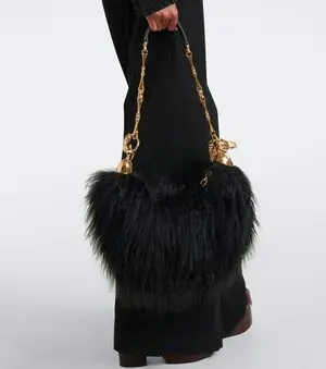 Chloé Chain Horse Large Shearling Shoulder Bag