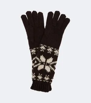Moncler Sequined Fair Isle Wool-blend Gloves - Brown