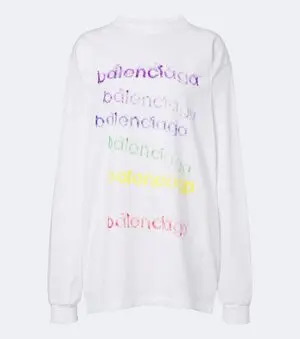 Balenciaga Logo Cotton Jersey T-shirt - White
