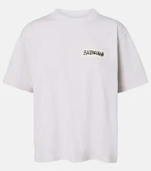 Balenciaga Logo Cotton Jersey T-shirt - White