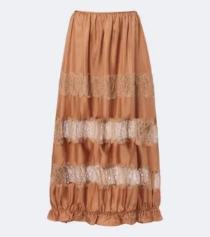 Ulla Johnson Chantal Lace-trimmed Silk Maxi Skirt