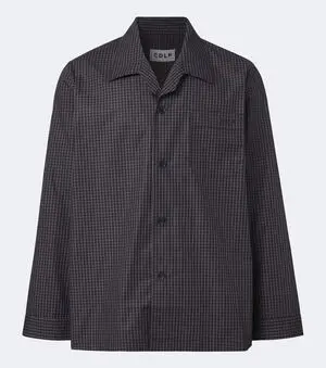 CDLP Checked Cotton Pajama Shirt - Blue