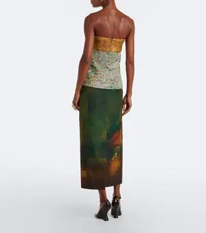 Dries Van Noten Printed Cotton Canvas Midi Skirt