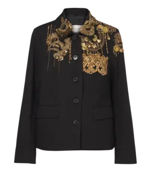 Dries Van Noten Embellished Cotton Twill Blazer - Black