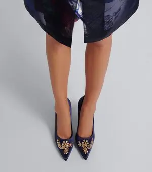 Manolo Blahnik Pasadis Embellished Satin Pumps