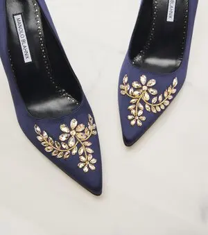 Manolo Blahnik Pasadis Embellished Satin Pumps