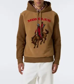 Moncler Printed Fleece And Cotton Hoodie