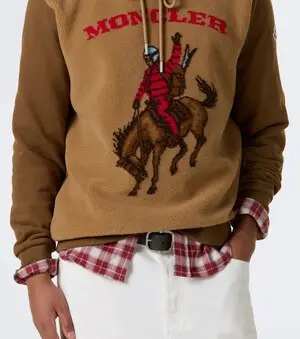 Moncler Printed Fleece And Cotton Hoodie