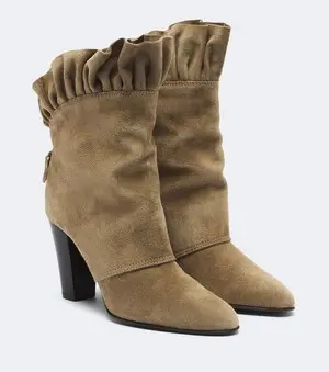 Chloé Anouk Ruffled Suede Ankle Boots