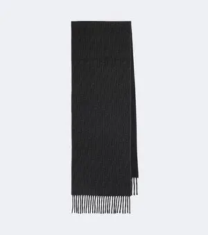 Fendi Zucca Jacquard Wool And Cashmere Scarf - Black