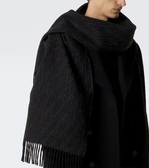 Fendi Zucca Jacquard Wool And Cashmere Scarf