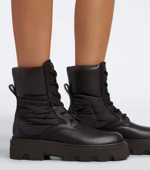 Moncler Aurea Leather Lace-up Boots