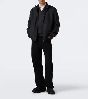 Moncler Leather-trimmed Bomber Jacket