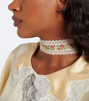 Chloé Lace-trimmed Floral Choker