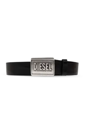 DIESEL® Leather Belt ‘b-metal Biscotto - Black