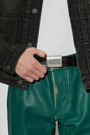DIESEL® Leather Belt ‘b-metal Biscotto