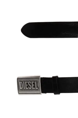DIESEL® Leather Belt ‘b-metal Biscotto