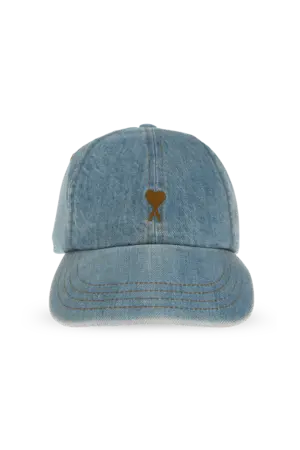 AMI Paris Denim Baseball Cap - Blue