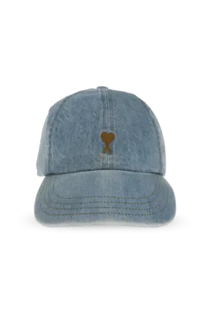 AMI Paris Denim Baseball Cap - Blue