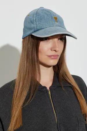AMI Paris Denim Baseball Cap - Blue