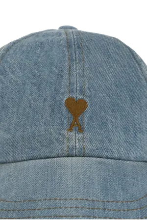 AMI Paris Denim Baseball Cap - Blue