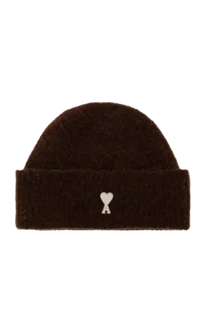 AMI Paris Cap With Embroidered Logo - Brown