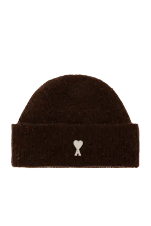 AMI Paris Cap With Embroidered Logo Brown