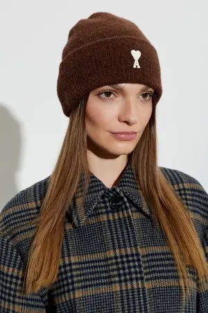 AMI Paris Cap With Embroidered Logo - Brown