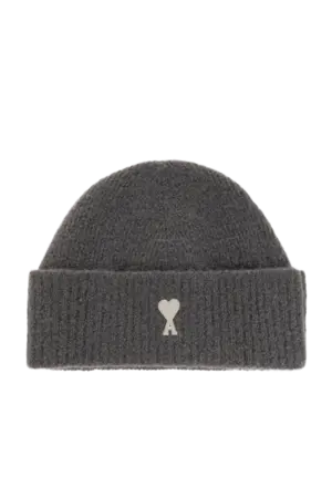 AMI Paris Cap With Embroidered Logo - Grey