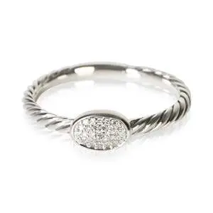 David Yurman Sterling Silver Diamond Cable Stacking Ring - Sterling_silver