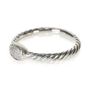 David Yurman Sterling Silver Diamond Cable Stacking Ring