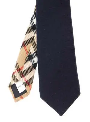 Burberry Check Tie With Plain Beige Details For - Multicolor