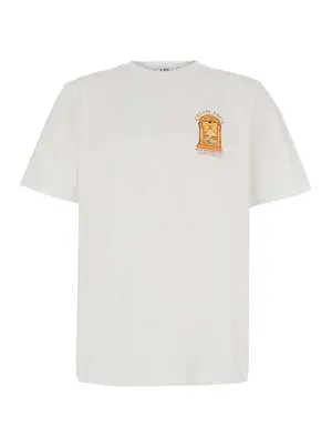 Casablanca Hermons Mirage Arch Printed Classic T-shirt With Short Sleeves And Round Neckline In White Cotton - Multicolor