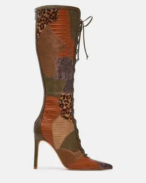 Steve Madden Marelyn Lace-up Boots - Olive Multi