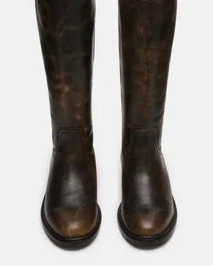 Steve Madden Marna Knee High Boots - Brown Distressed