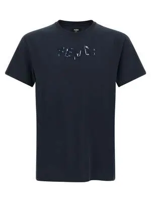 Fendi Logo Embroidery T-shirt - Blue