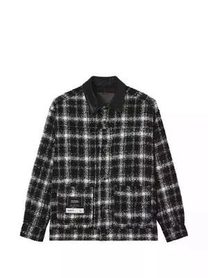 MUSIUM DIV. Check-pattern Contrast-collar Jacket - Black