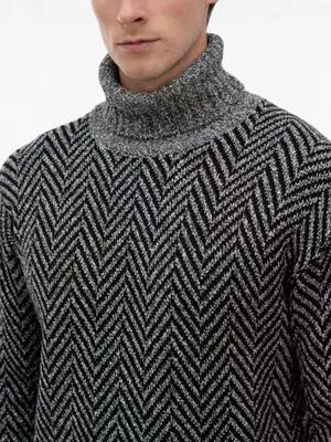 Hugo Relaxed-fit Turtleneck Sweater With Herringbone Knit