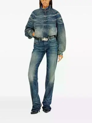 DIESEL® Padded Jacket In Creased Denim - Blue