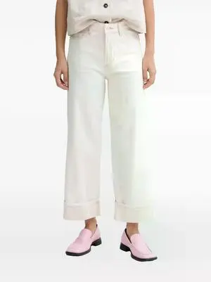 Marc O'polo Turn-up Cuff Wide-leg Jeans - White