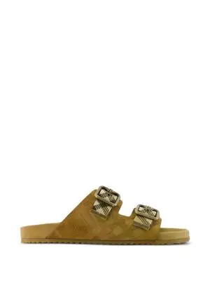 Burberry Check Suede Urchin Sandals - Brown