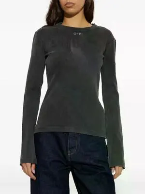 Off-White Ribbed-knit Logo-embroidered Top