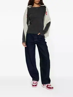 Off-White Ribbed-knit Logo-embroidered Top