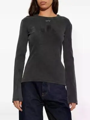 Off-White Ribbed-knit Logo-embroidered Top