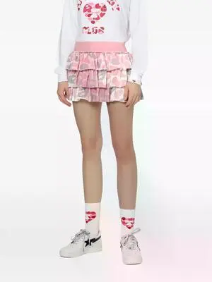 AAPE BY *A BATHING APE Camouflage-print Tiered Mini Skirt - Pink