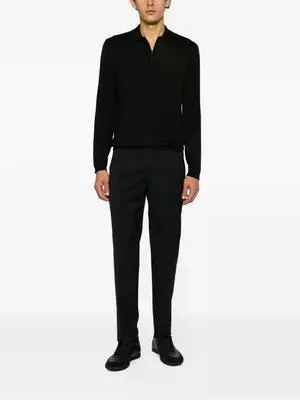 Emporio Armani Quarter-zip Polo-collar Polo Shirt - Black