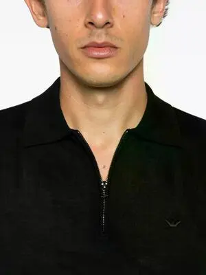 Emporio Armani Quarter-zip Polo-collar Polo Shirt - Black