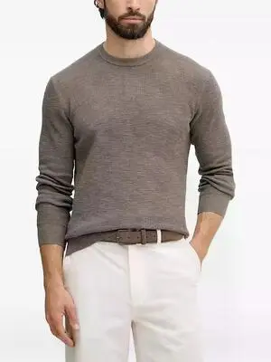BENETTON Waffle-knit Crew-neck Sweater - Brown
